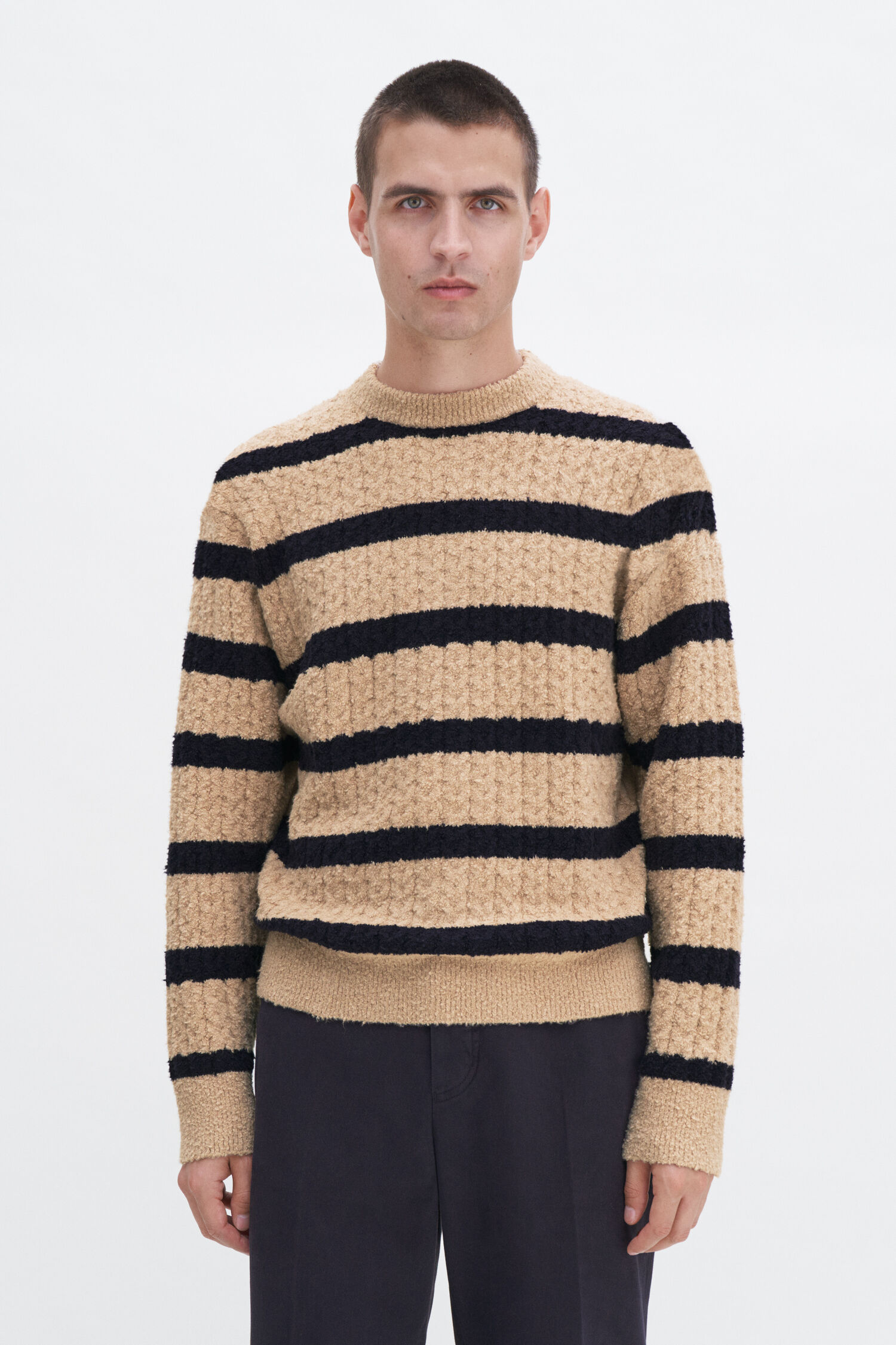 Braided Striped Sweater - Light Khaki | Filippa K