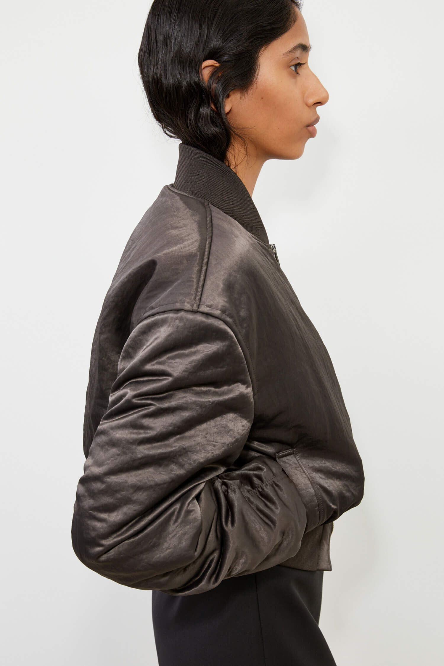 Nylon Zip Jacket - Dark Oak | Filippa K Nylon Zip Jacket - Dark Oak | Filippa K
