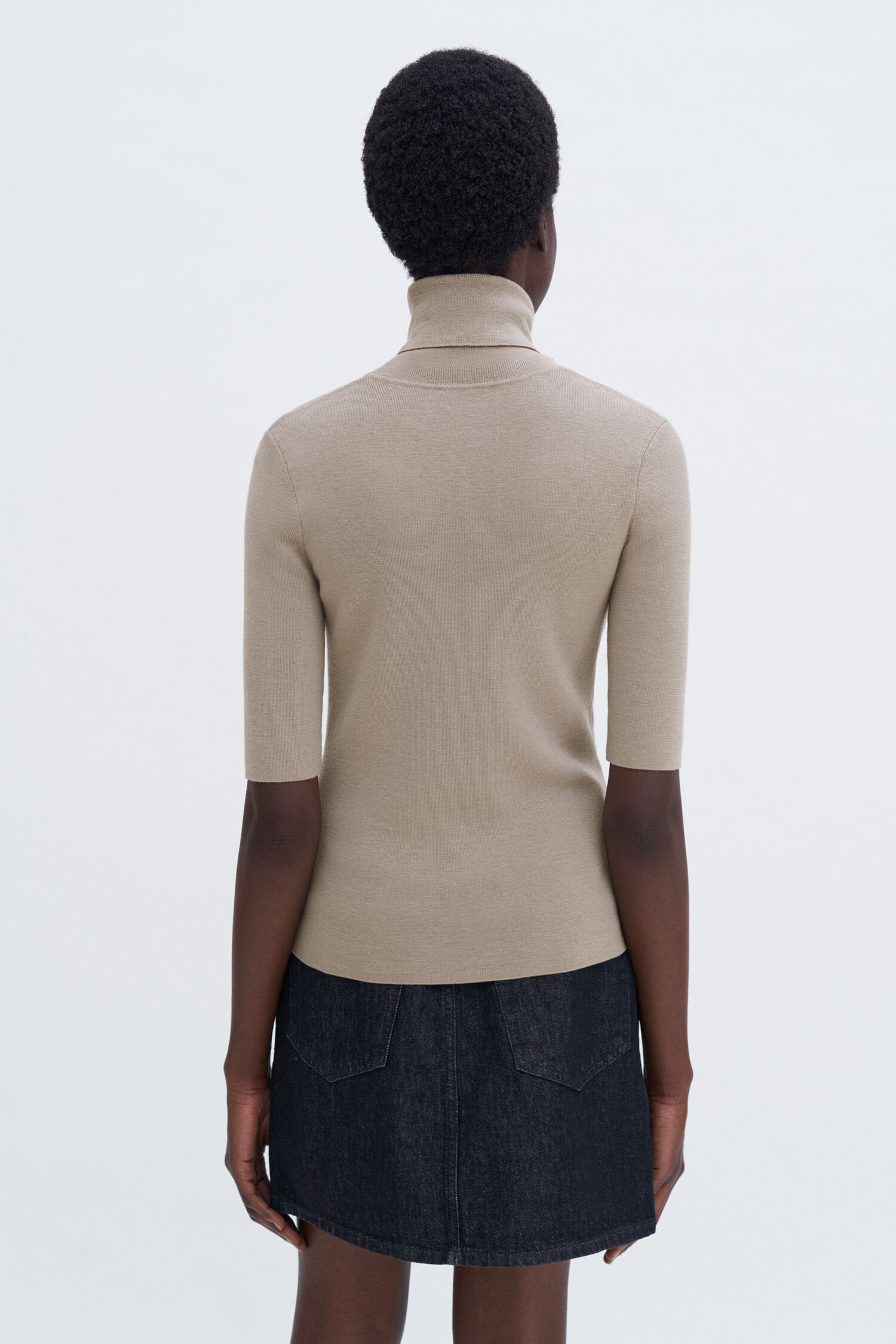 Merino Elbow Sleeve Top - Moss Grey | Filippa K