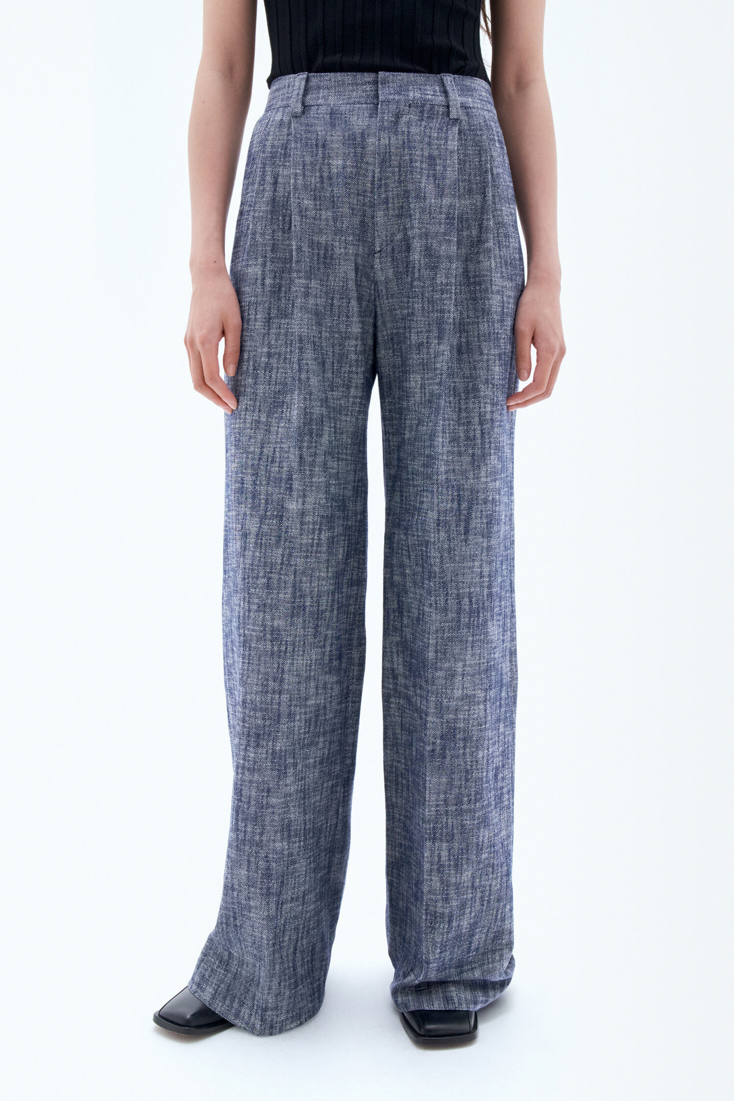 Darcey Textured Trousers - Navy/White | Filippa K