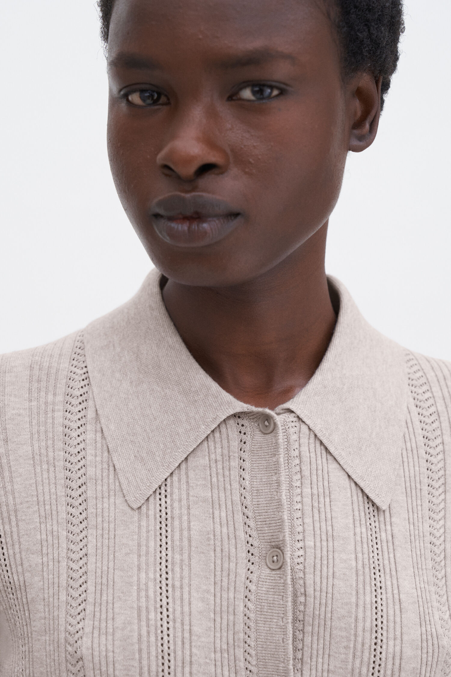Braid Knit Cardigan - Light Taupe Melange | Filippa K