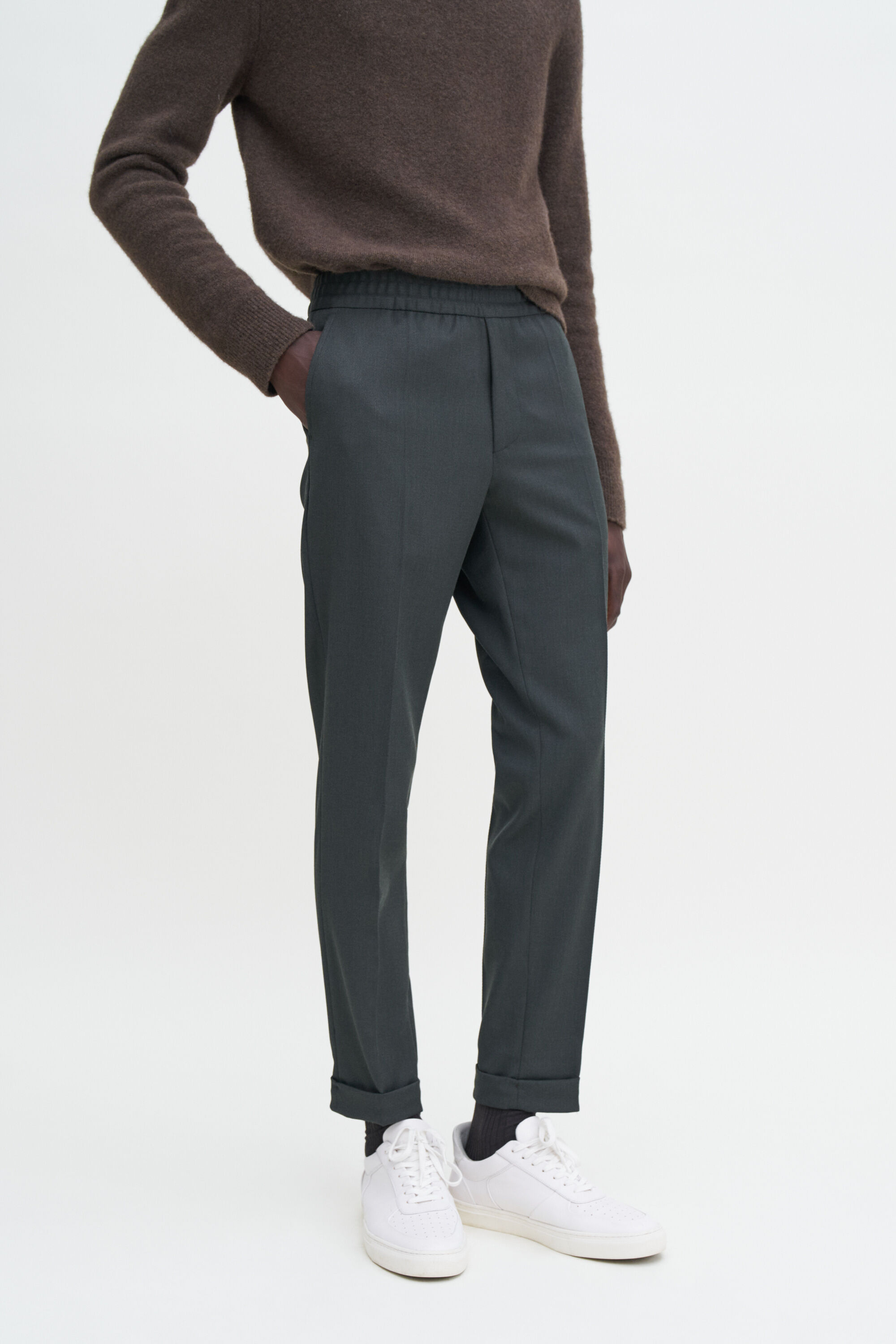 Terry Cropped Trousers - Green Melange | Filippa K