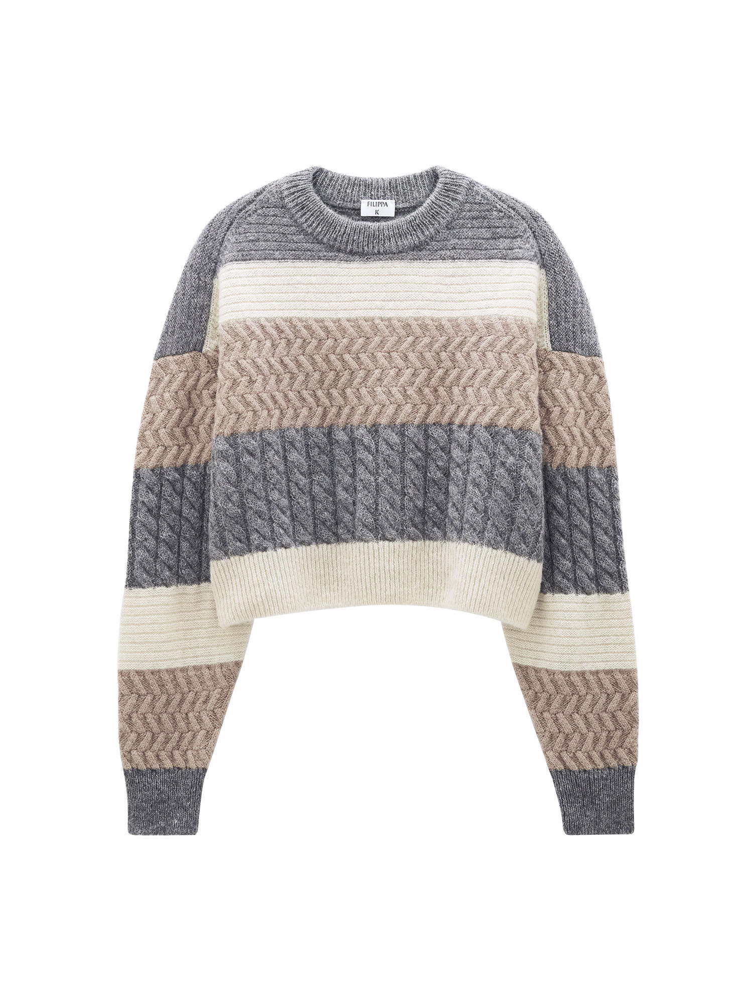 Braided Swedish Wool Sweater - Grey Stripe | Filippa K