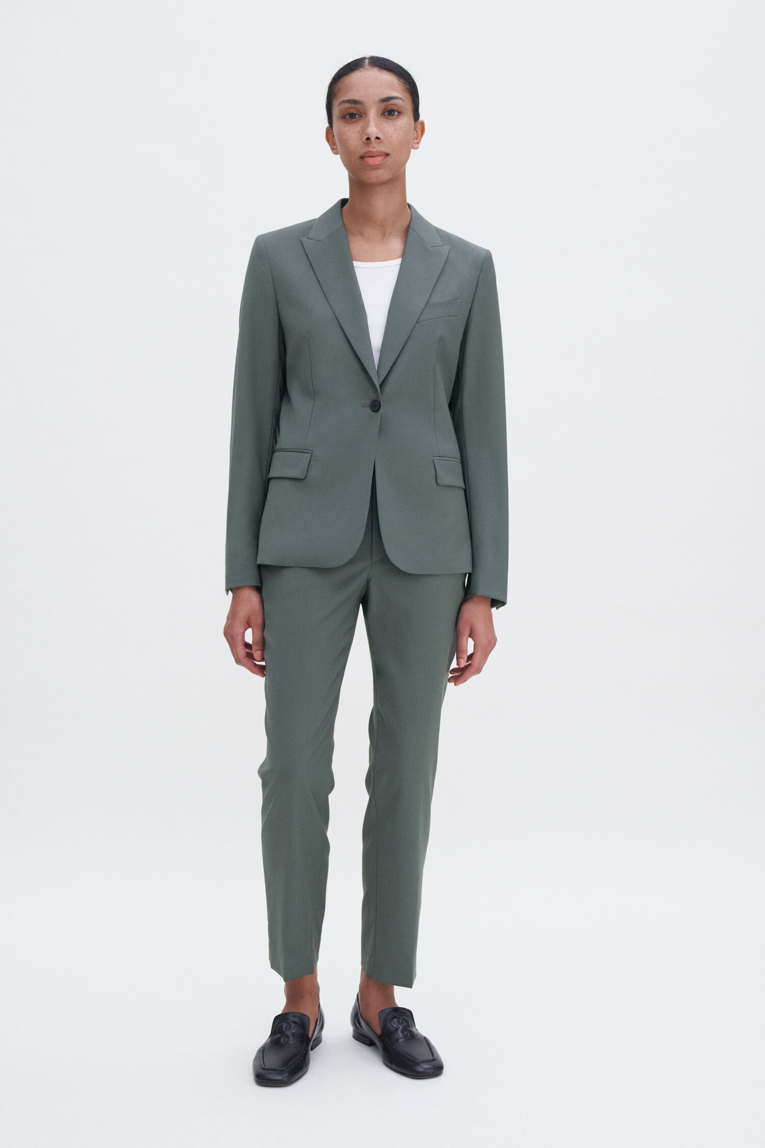 Sasha Cool Wool Blazer - Green Grey | Filippa K