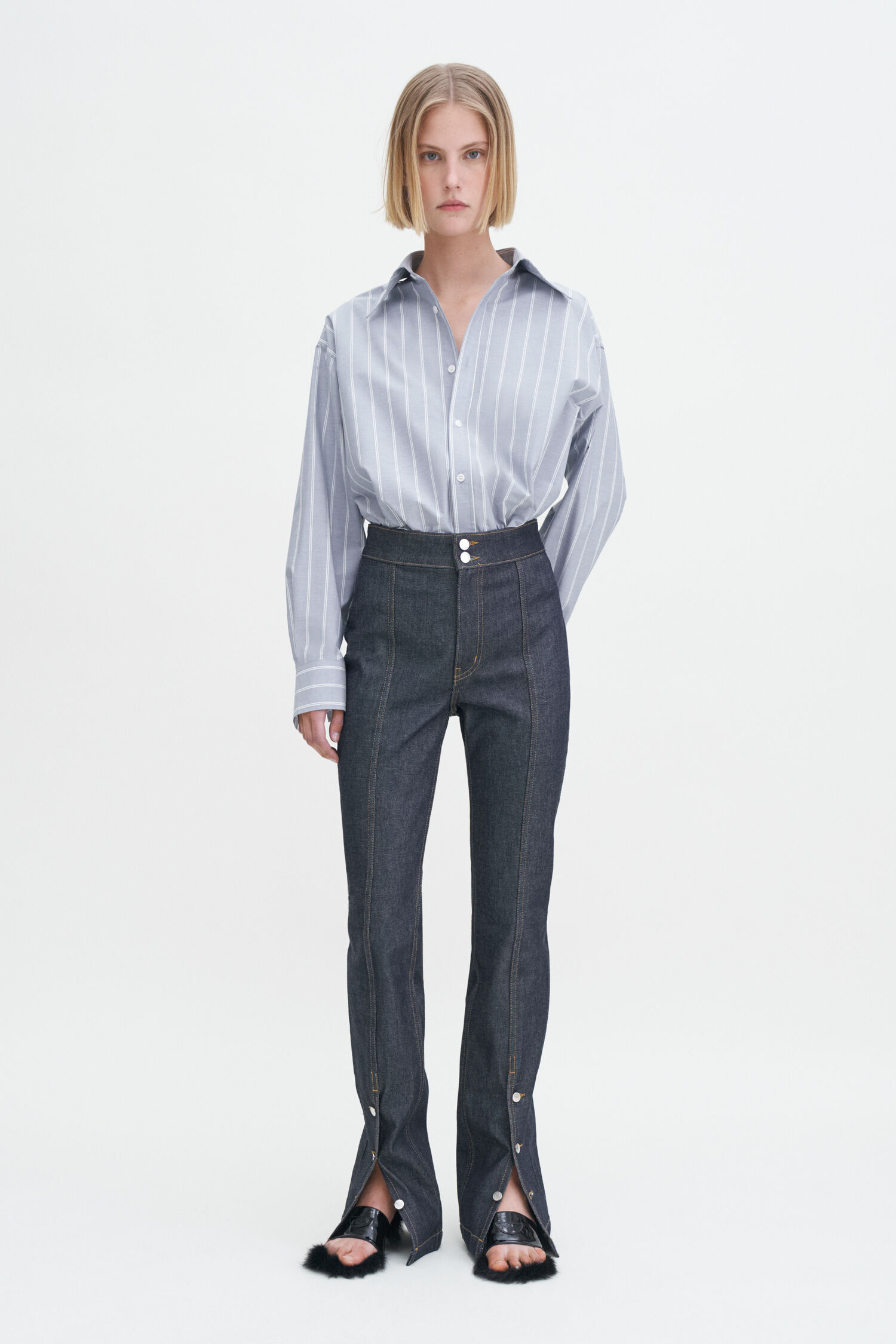 90s Stretch Button Front Jeans - Raw Blue | Filippa K