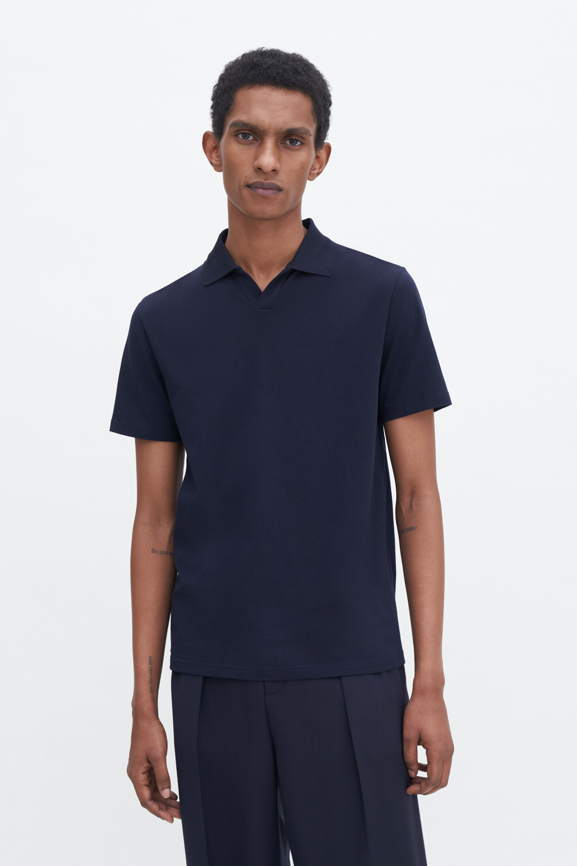 Stretch Cotton Polo T-Shirt - Navy | Filippa K Stretch Cotton Polo T-Shirt - Navy | Filippa K